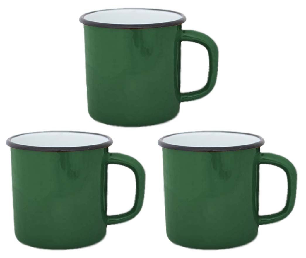 Tasses en émail coloré classic (lot de 3) (vert foncé)