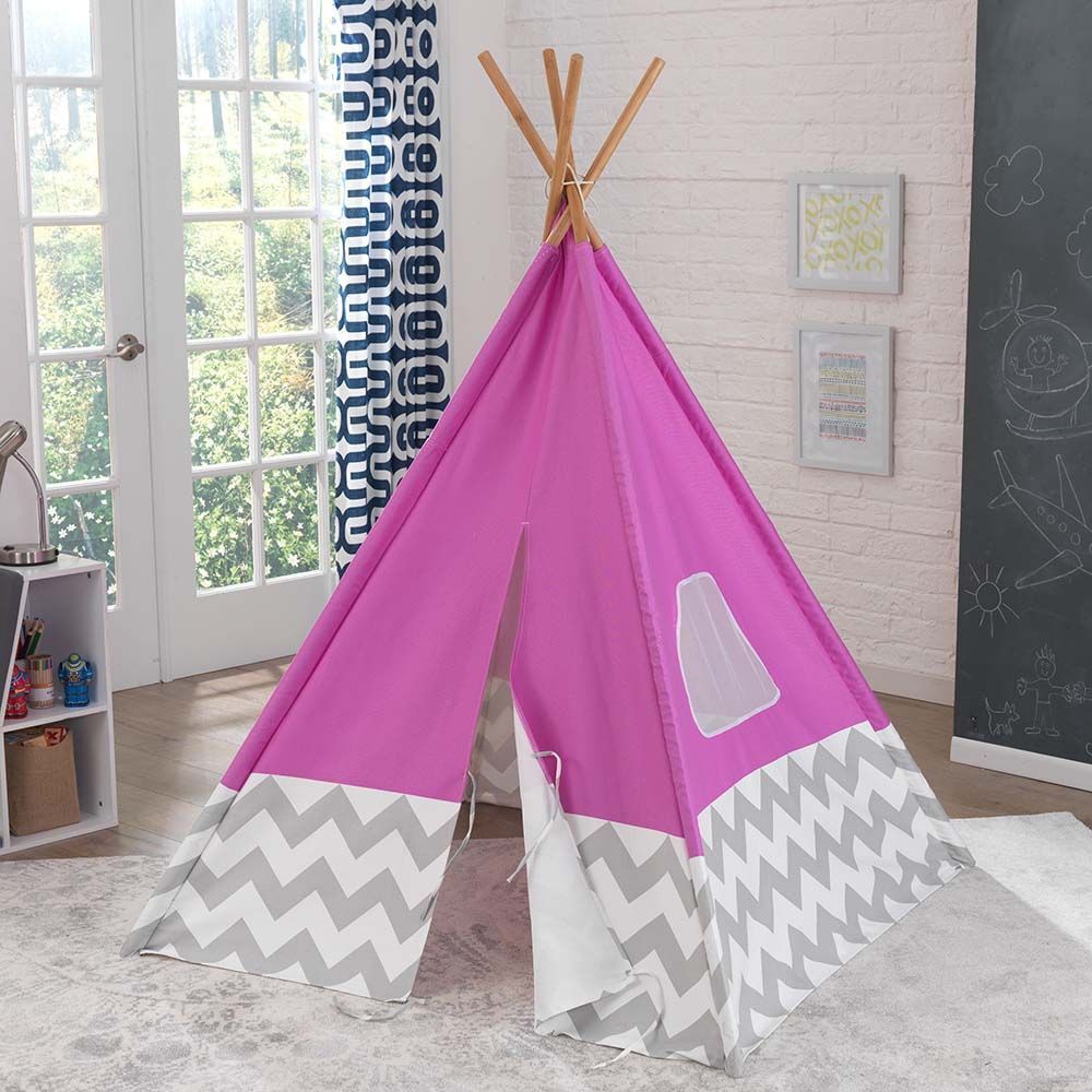 Tipi enfant en toile et bambou (rose)