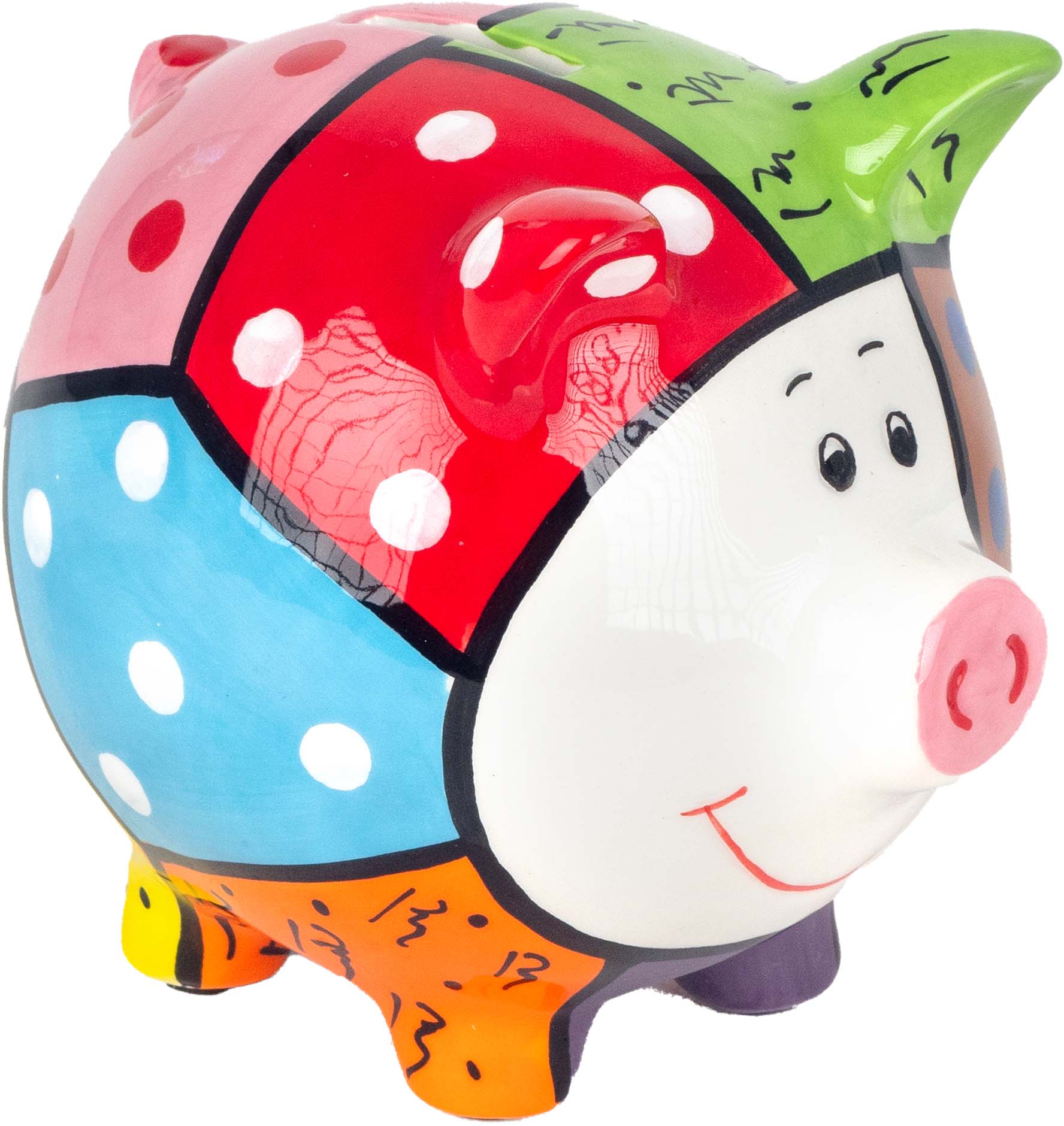 Tirelire en dolomite peinture multicolore (cochon)