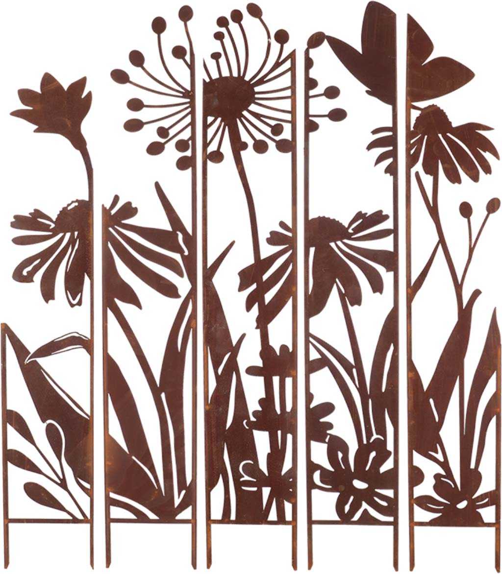 Treillis brise vue en 5 parties fleurs (l : 137,5 x 1,5 x 170 cm)