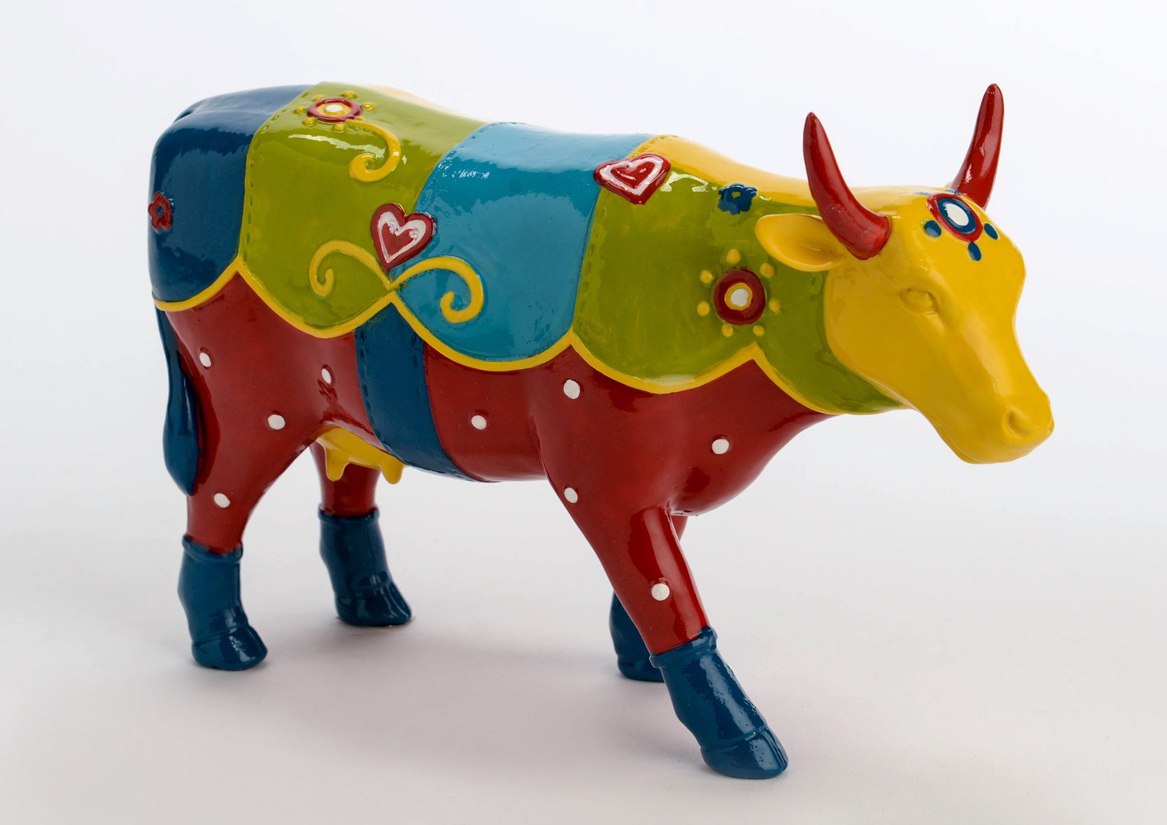 Vache déco en polyrésine crazy (multicolore)