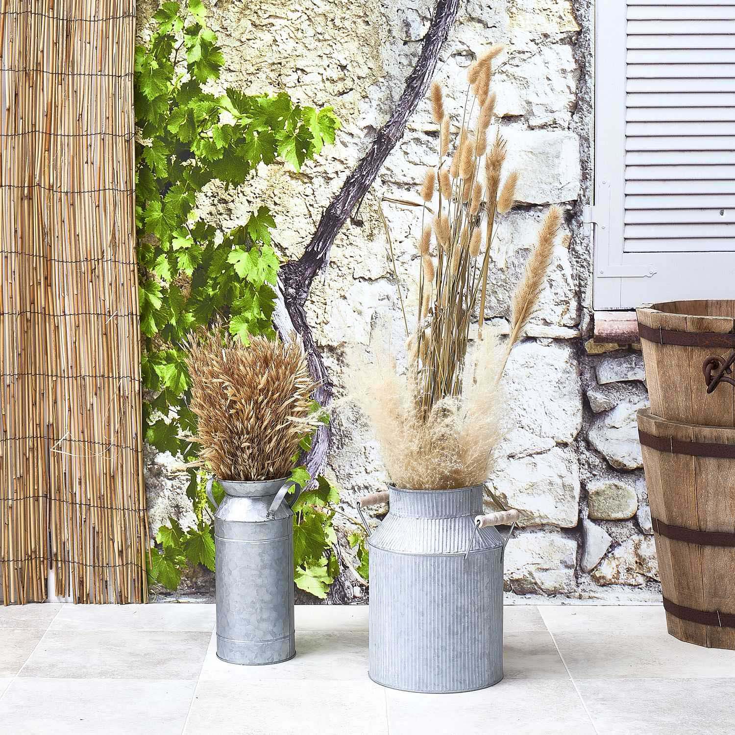 Vase en forme de pot à lait en métal (18.5 x 26.5 x 13 cm)