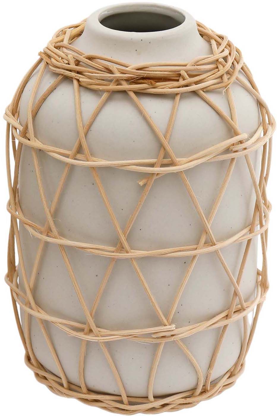 Vase en grès et rotin 11 x 19 cm (modèle 2)