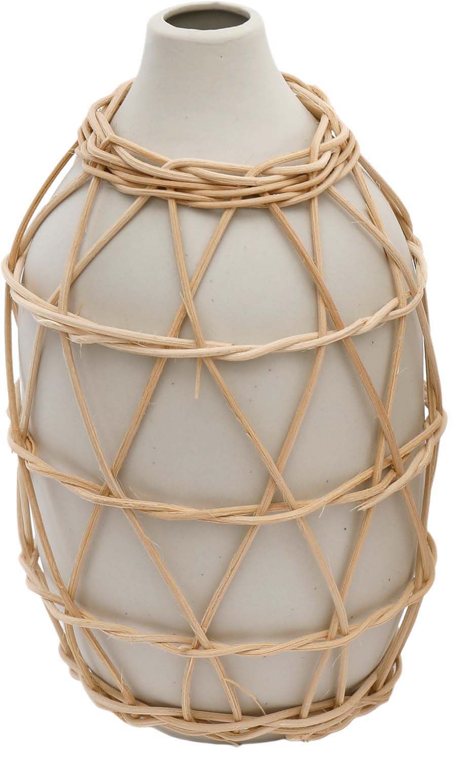 Vase en grès et rotin 11 x 19 cm (modèle 1)