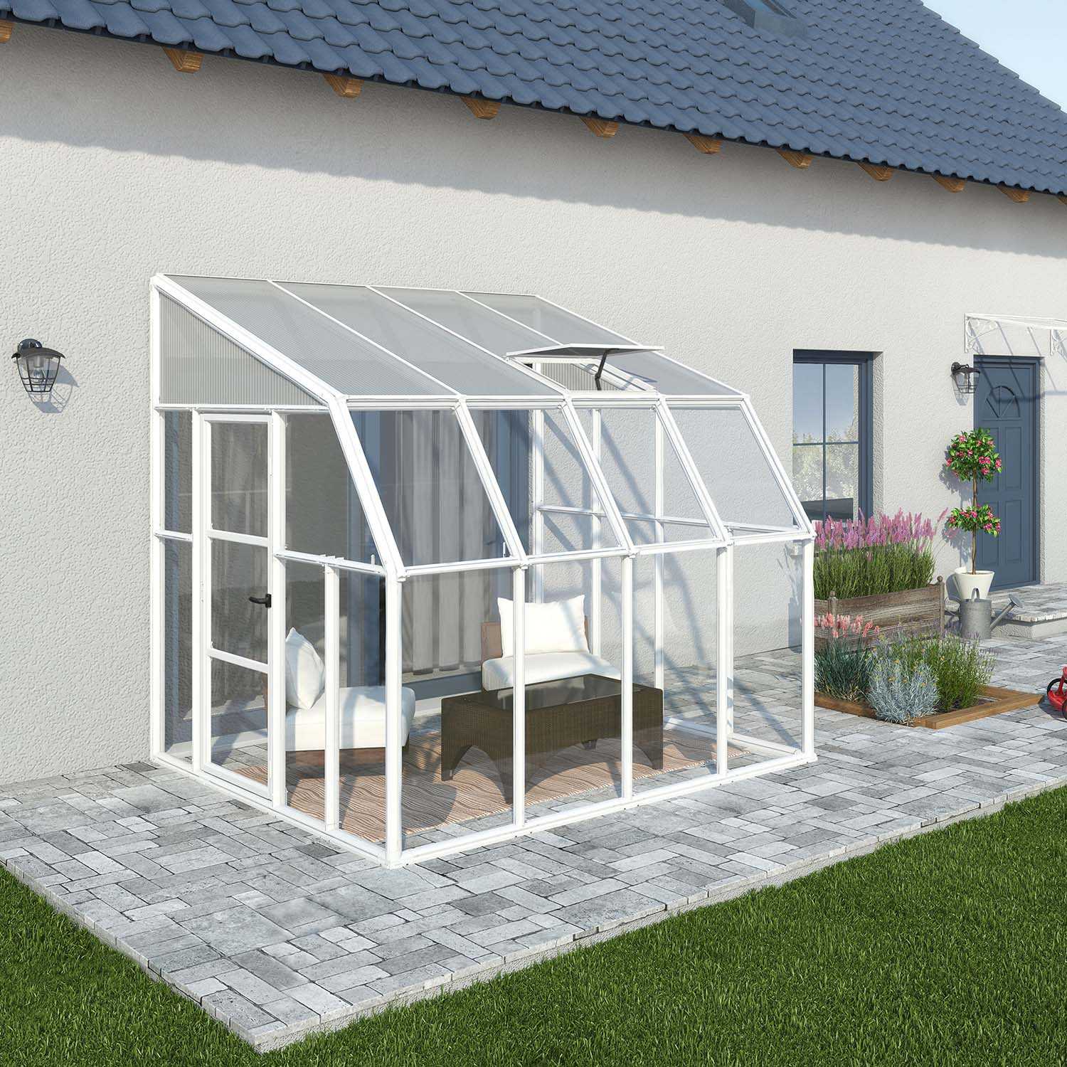 Véranda en aluminium blanc et polycarbonate sun room ii (6.7m²)