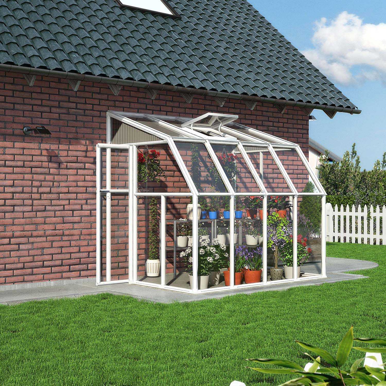 Véranda en aluminium blanc et polycarbonate sun room (5.3m²)