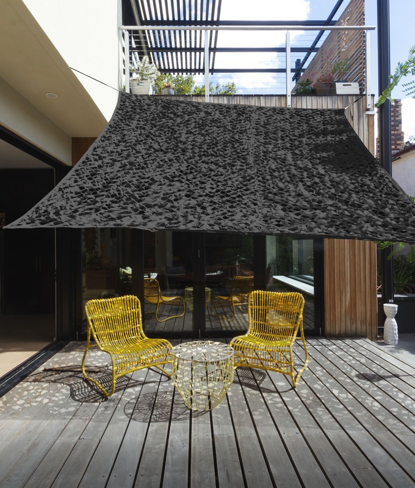 Voile d'ombrage ajourée rectangulaire ibiza 3 x 4 m (gris)