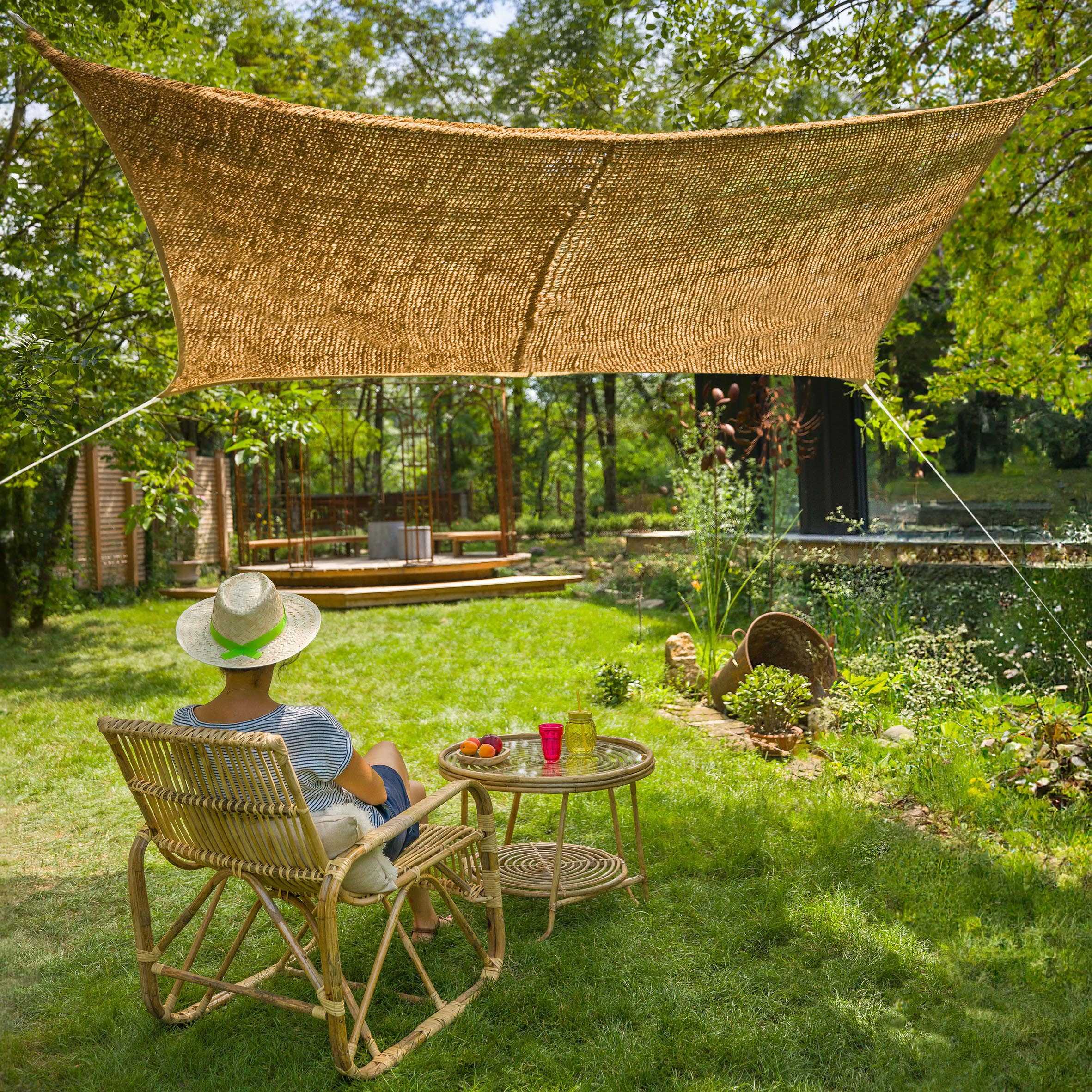 Voile d'ombrage rectangulaire en fibre de coco (4 x 3 m)