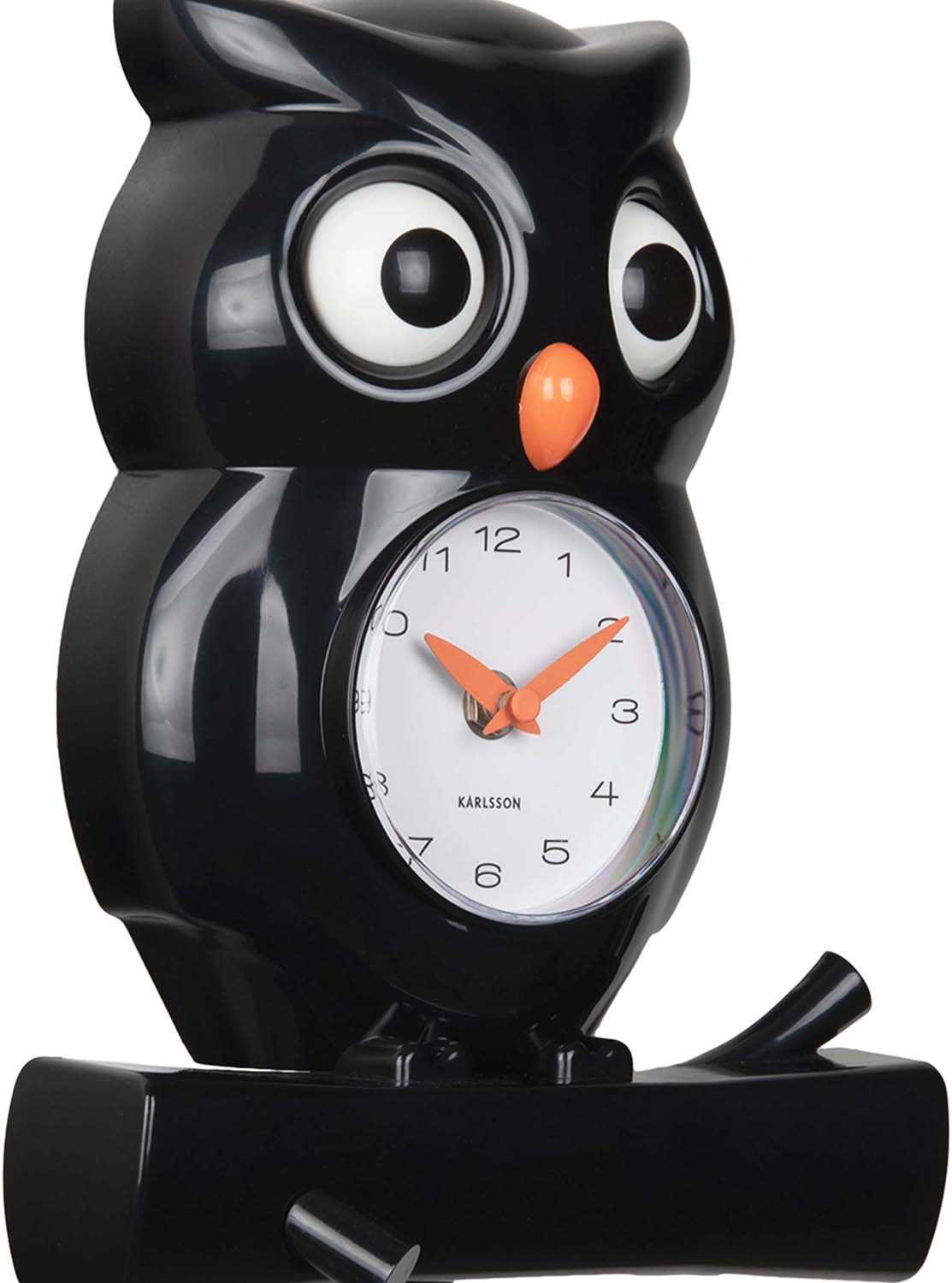 Wall clock owl pendulum (noir)