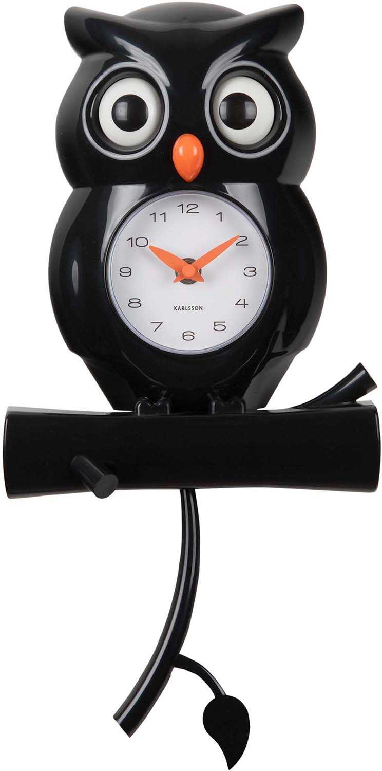 Wall clock owl pendulum (noir)