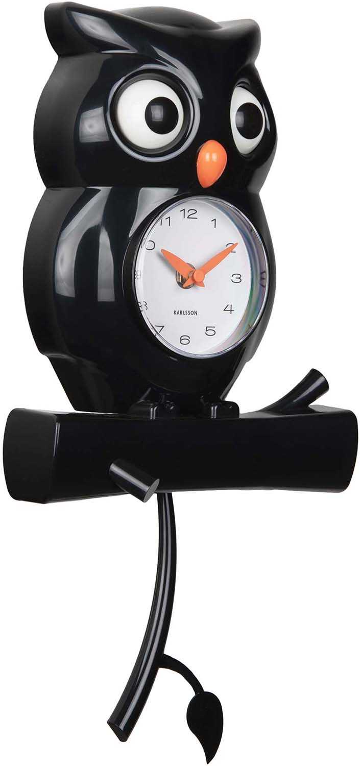 Wall clock owl pendulum (noir)