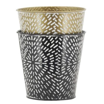 Cache-pot rond en métal laqué