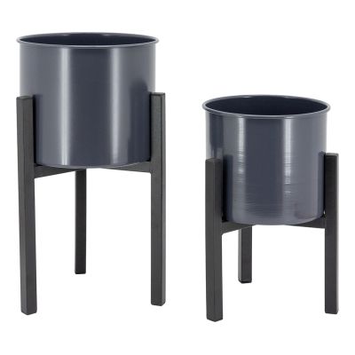Cache-pots en métal noir graph (lot de 2)