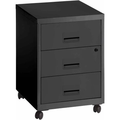 Caisson de rangement 3 tiroirs en acier sur roulettes (anthracite)