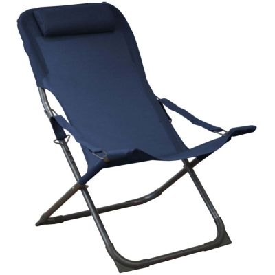 Chaise relax en acier et toile easy (bleu)