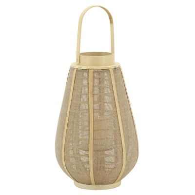 Lanterne bois et jute naturel (h 41)