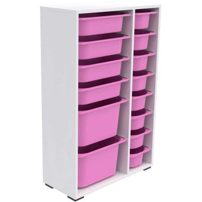 Meuble de rangement 14 tiroirs rine (blanc et rose 2)