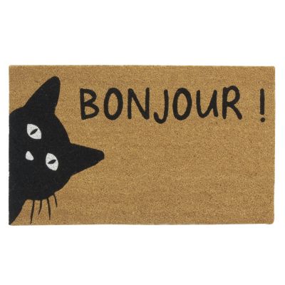 Paillasson coco intérieur extérieur 75 x 45 cm (chat bonjour)