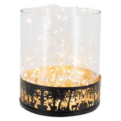 Photophore en métal et verre (fôret)