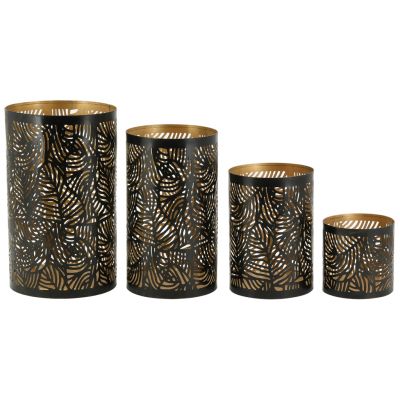 Photophores en métal feuillage (lot de 4)