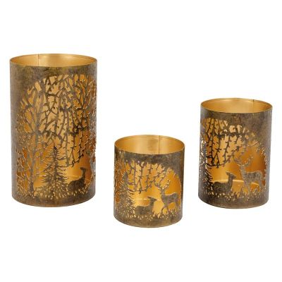 Photophores en métal doré antique cerf