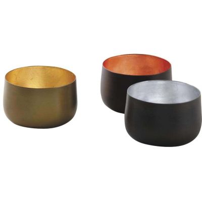 Photophores ronds en métal (lot de 3)