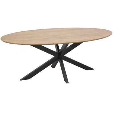 Table ovale en manguier et métal