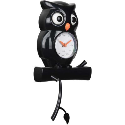 Wall clock owl pendulum (noir)