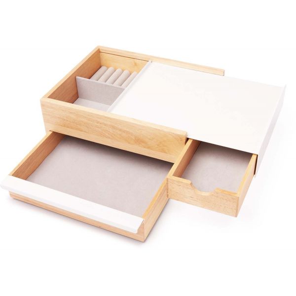 Boite à bijoux tiroir secret stowit (bois clair)