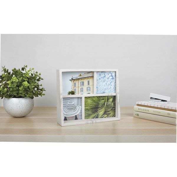 Cadre photo en résine effet marbre 4 vues edge