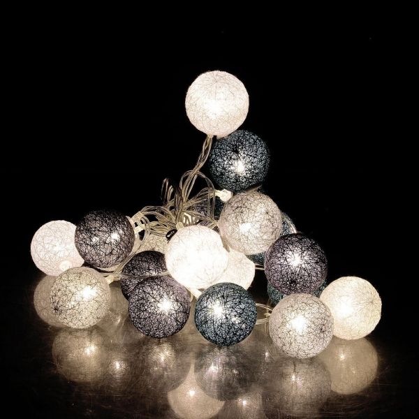 Guirlande lumineuse boules colorées 20 led 3,72 m (bleu, gris, vert) Guirlande lumineuse boules colorées 20 led 3,72 m (bleu, gris, vert)