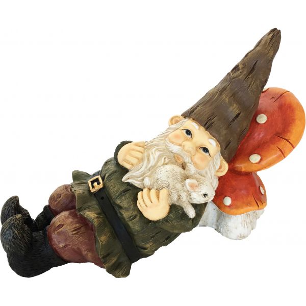 Nain de jardin allongé en résine 29 cm