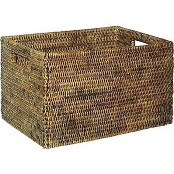 Panier de rangement en rotin antique (longueur 34cm)