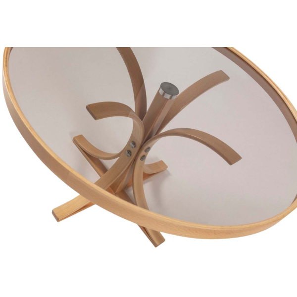 Table basse en bois et verre trempé boston (chêne)