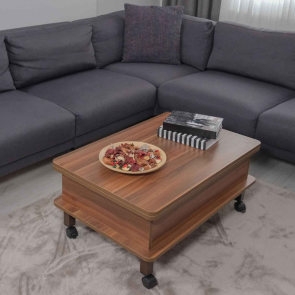 Table basse avec plateau modulable dy adt (noyer)