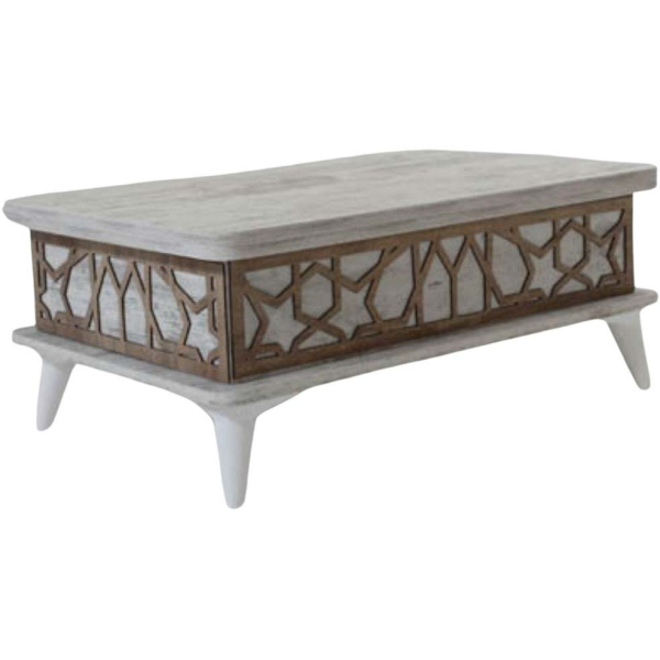 Table basse avec plateau modulable ottowa ada (blanc vieilli)