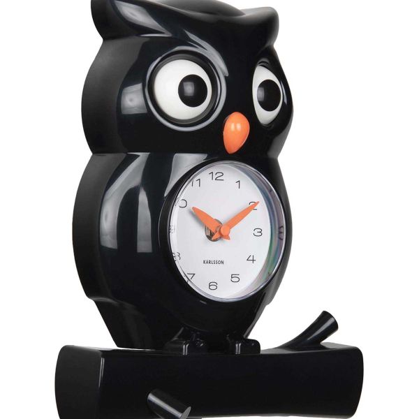 Wall clock owl pendulum (noir)
