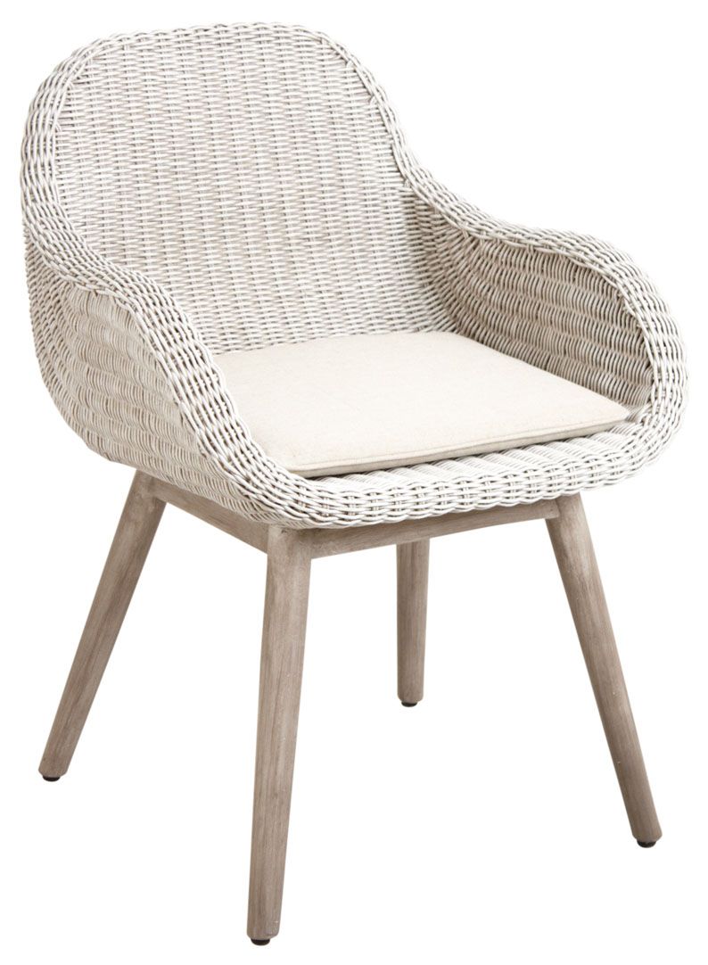 Fauteuil en rotin blanc et bois